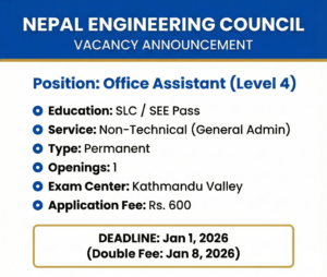 Apply Now: Office Assistant Vacancy at Nepal Engineering Council (NEC ...